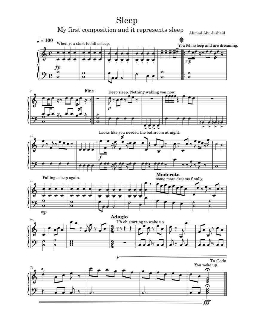 Sleep Sheet music for Piano (Solo) Easy | Musescore.com