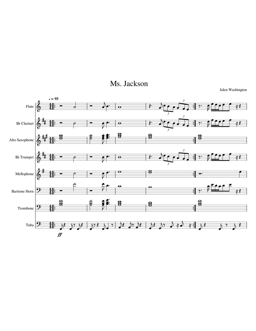 Ms. Jackson Sheet Music for Trombone, Tuba, Mellophone, Flute & more ...
