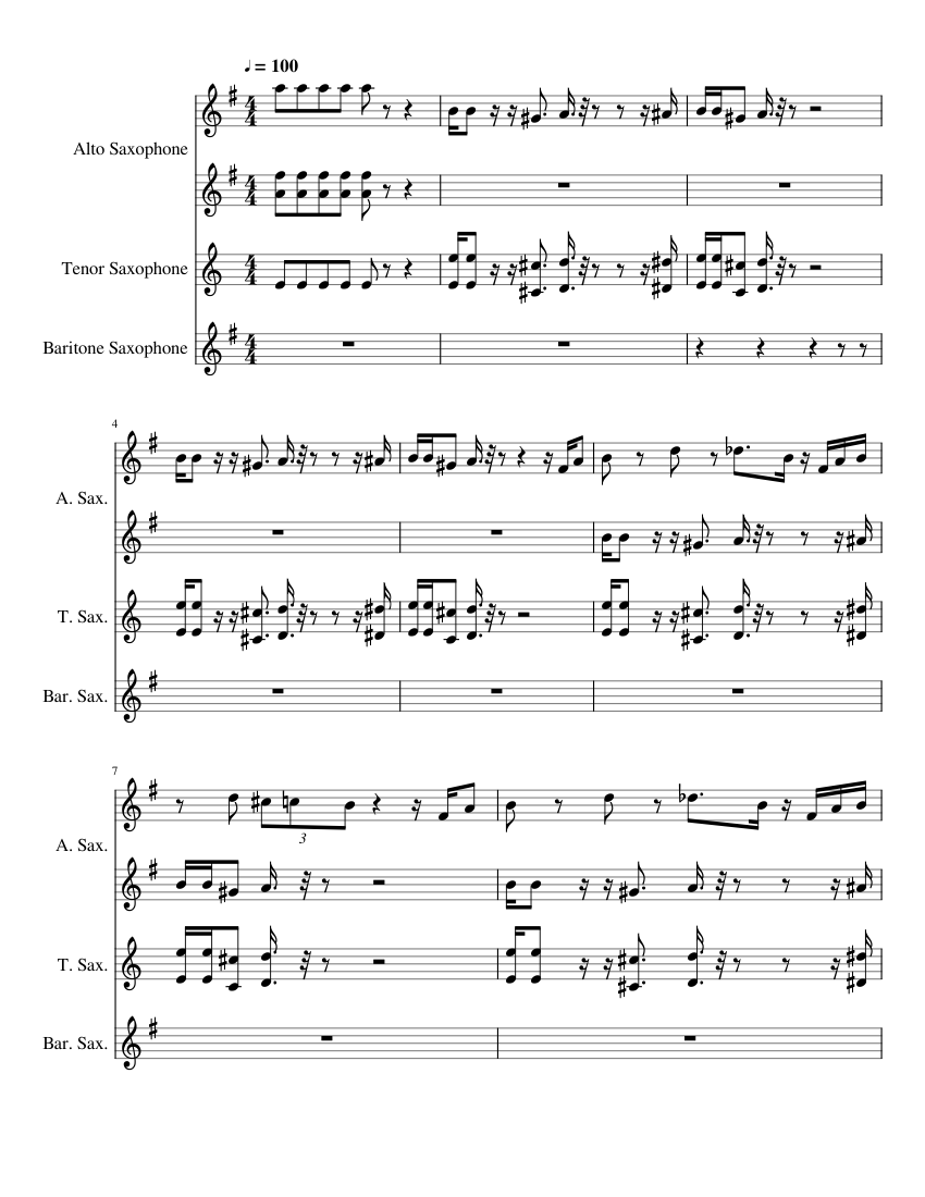 Mario Quartet Sheet music for Saxophone alto, Saxophone tenor ...