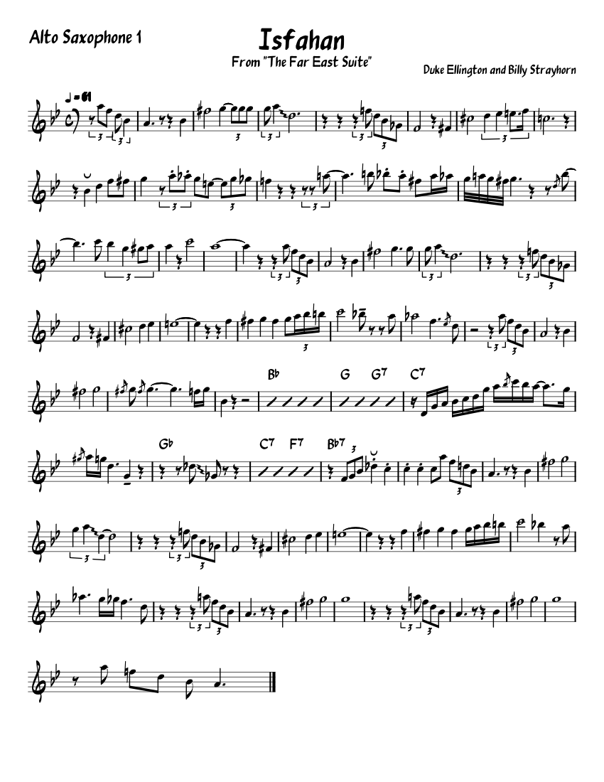 Isfahan Sheet Music with Chords for Saxophone alto (Solo) | MuseScore.com