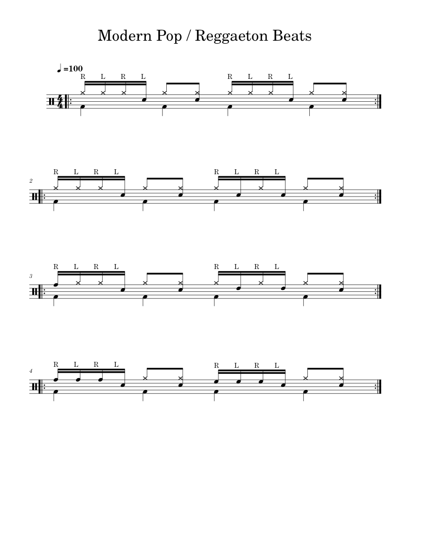 Modern Pop - Reggaeton Drum Beats Sheet music for Drum group (Solo ...