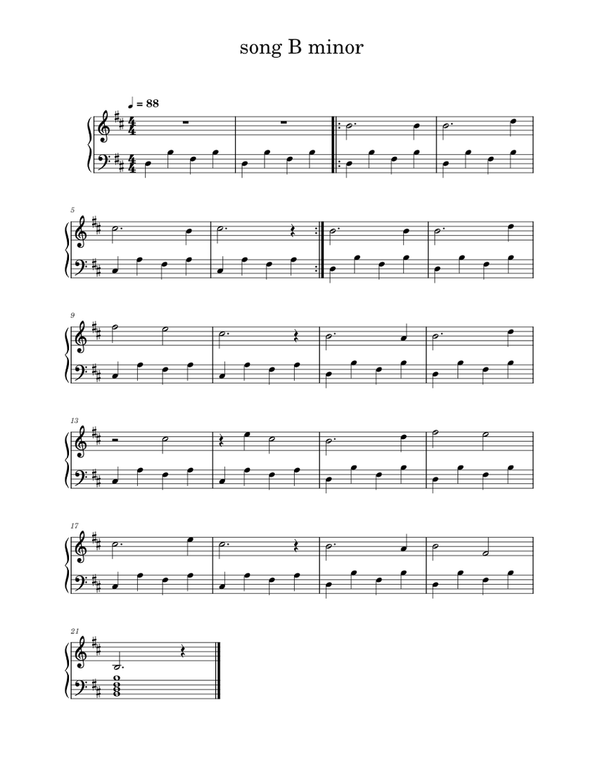 song B minor Sheet music for Piano (Solo) | Musescore.com