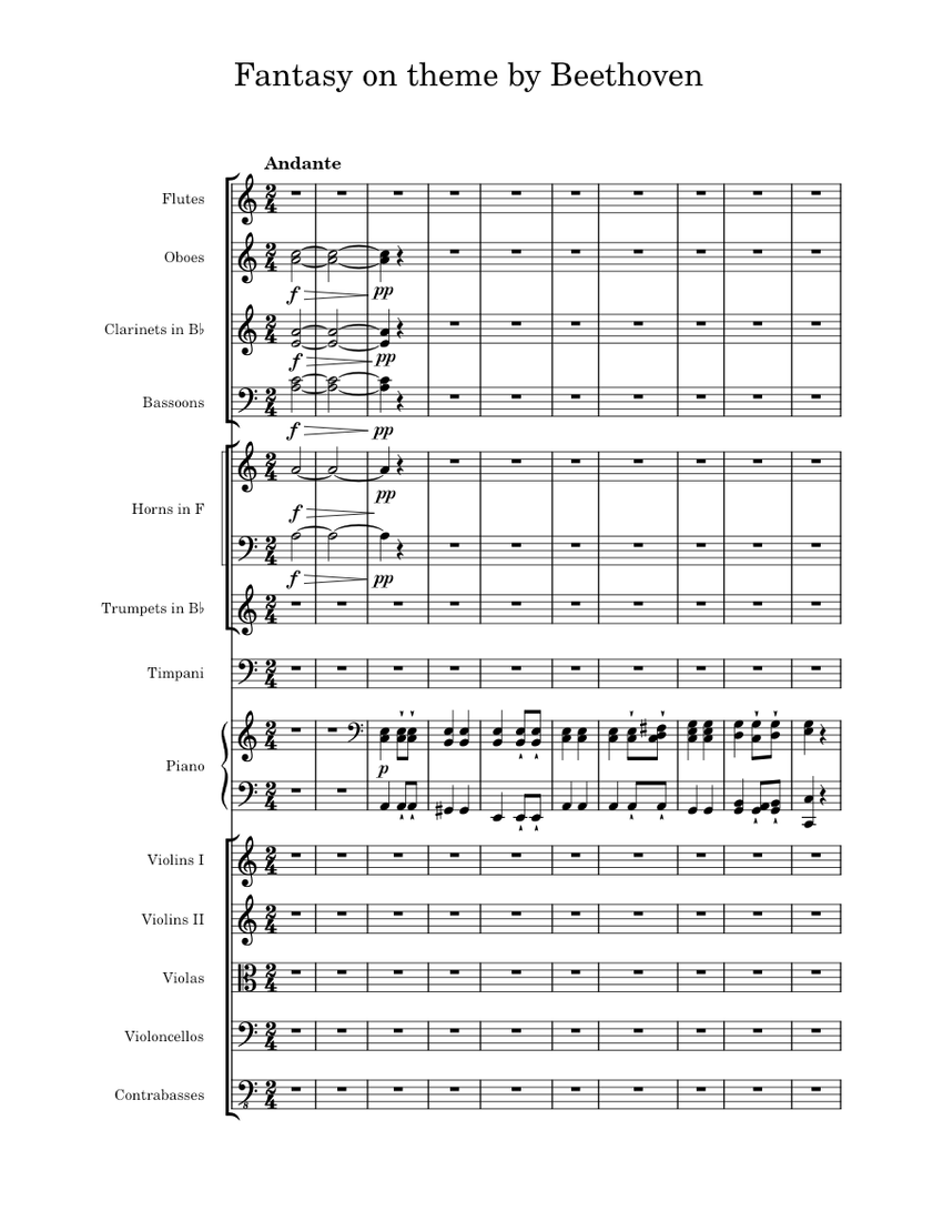 Fantasy on theme by Beethoven (Wip) Sheet music for Piano, Flute, Oboe, Clarinet in b-flat ...