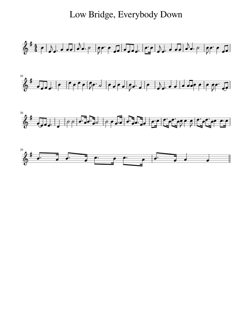 Low Bridge, Everybody Down Sheet music for Piano (Solo) | Musescore.com