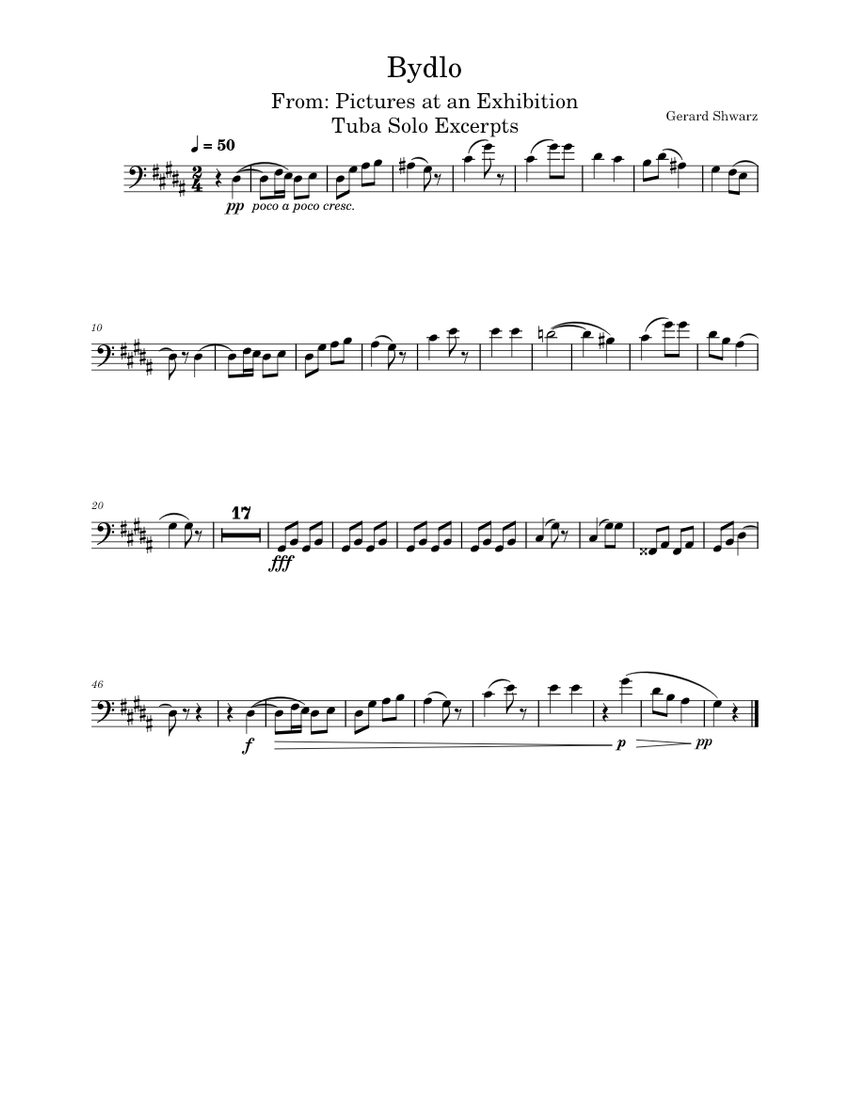 Bydlo (Pictures at an Exhibition) – Modest Mussorgsky Sheet music for ...