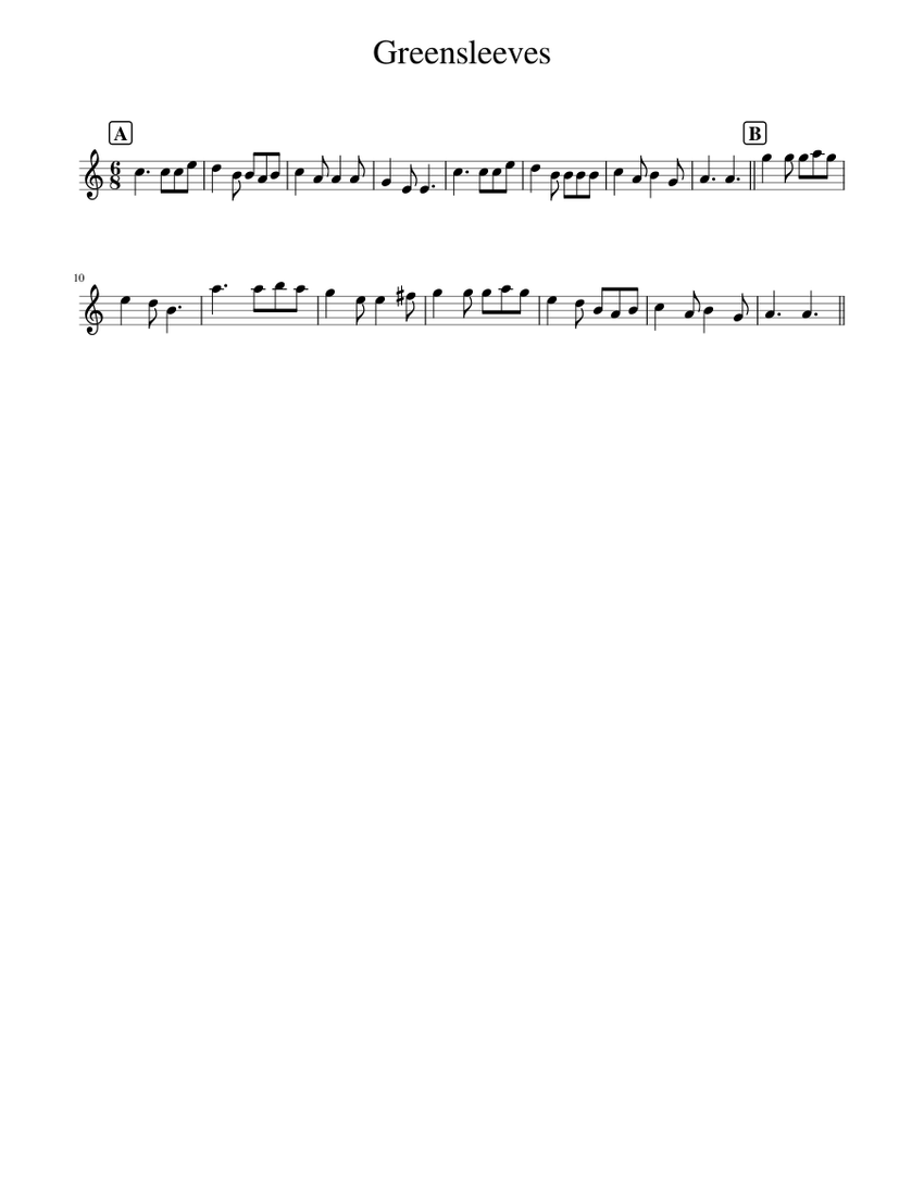 Greensleeves Sheet music for Piano (Solo) Easy | Musescore.com