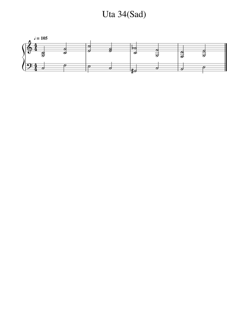uta 34(sad) Sheet music for Piano (Solo) Easy | Musescore.com