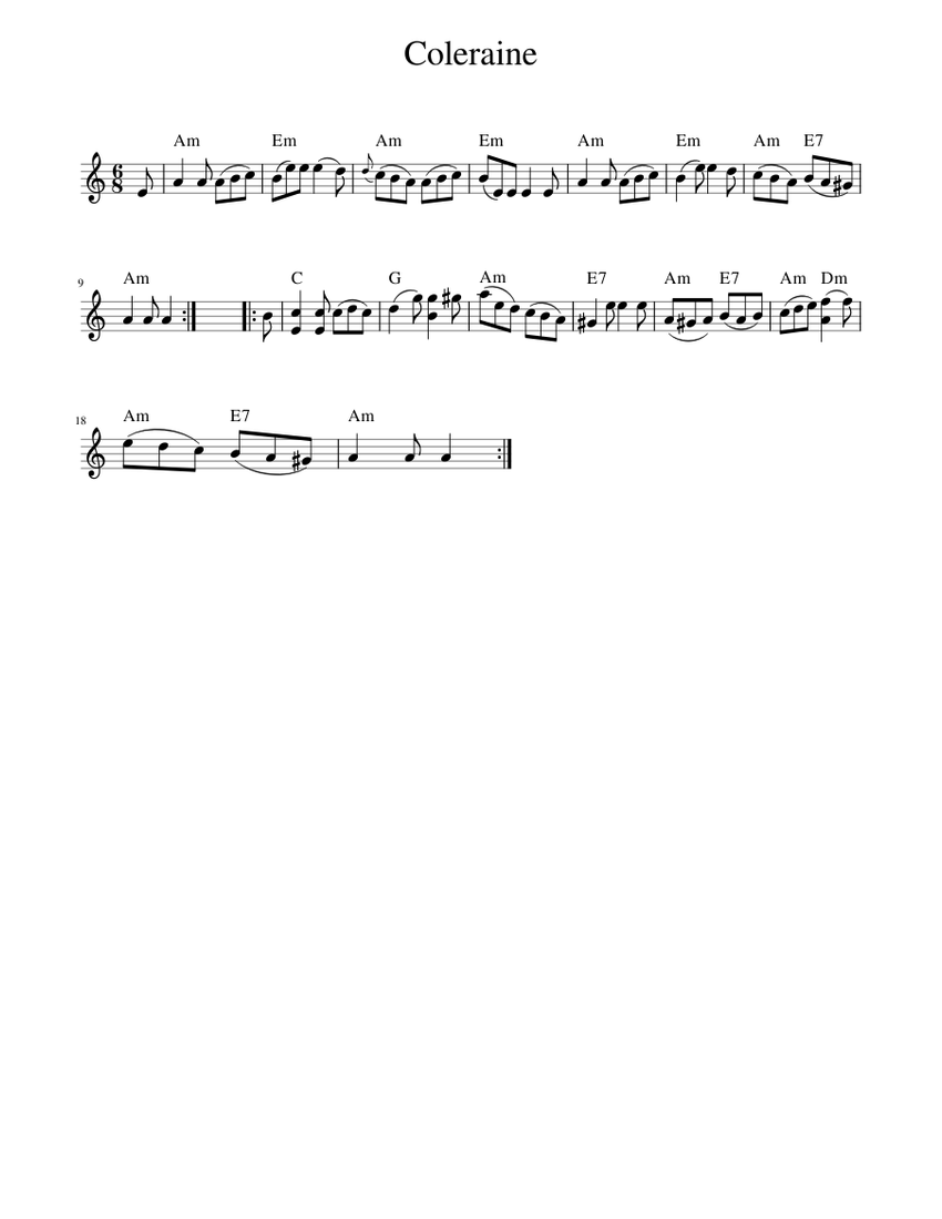 Coleraine Sheet music for Piano (Solo) Easy | Musescore.com