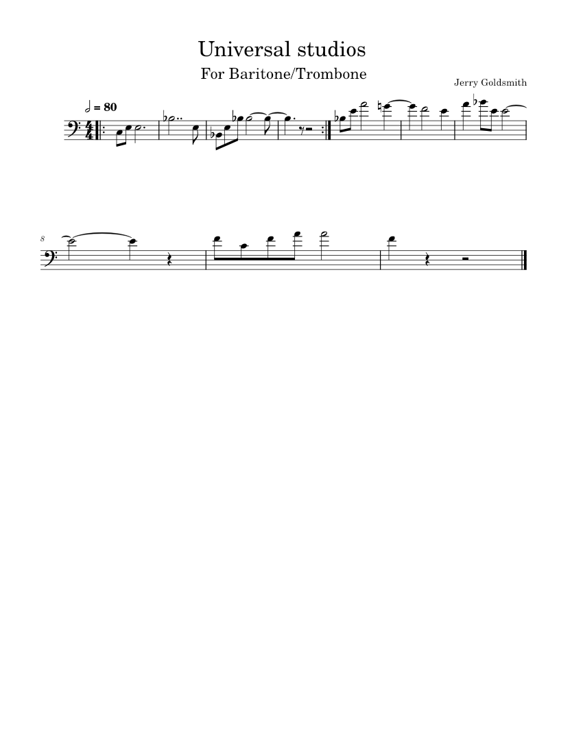 Universal studios fanfare – Jerry Goldsmith Universal studios Sheet ...