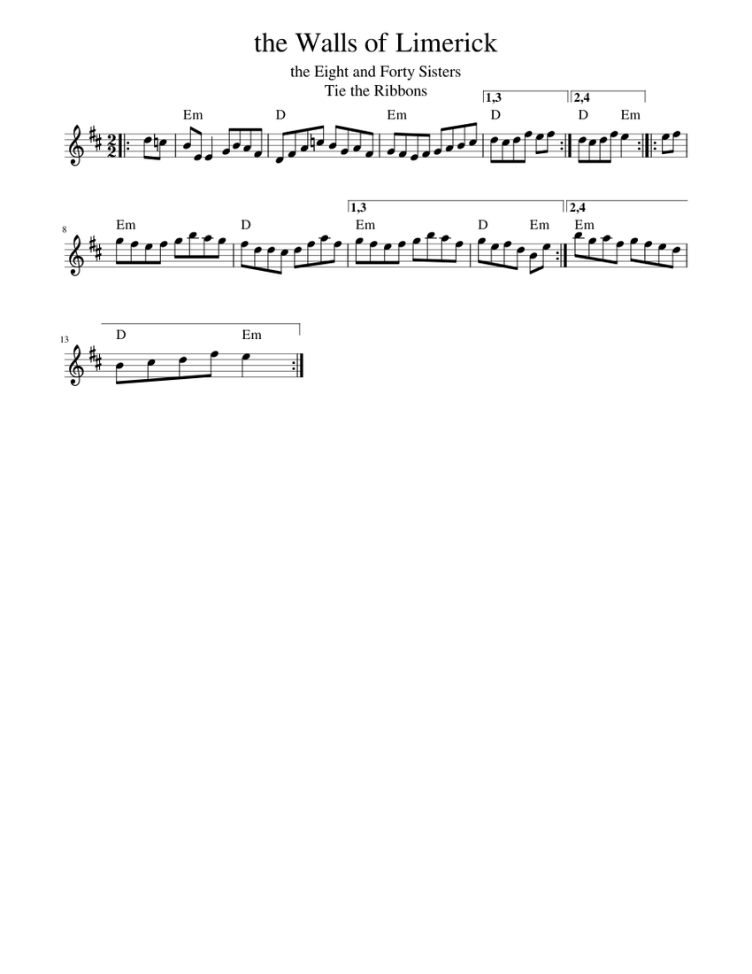 the Walls of Limerick Sheet Music with Chords for Piano (Solo) easy ...