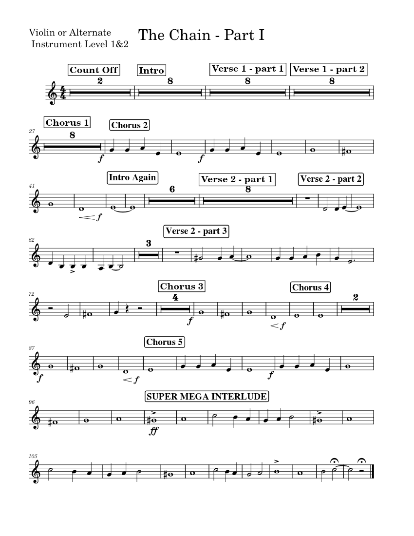 The Chain-Violin_or_Alternate_Instrument_Level_1&2 Sheet music for ...