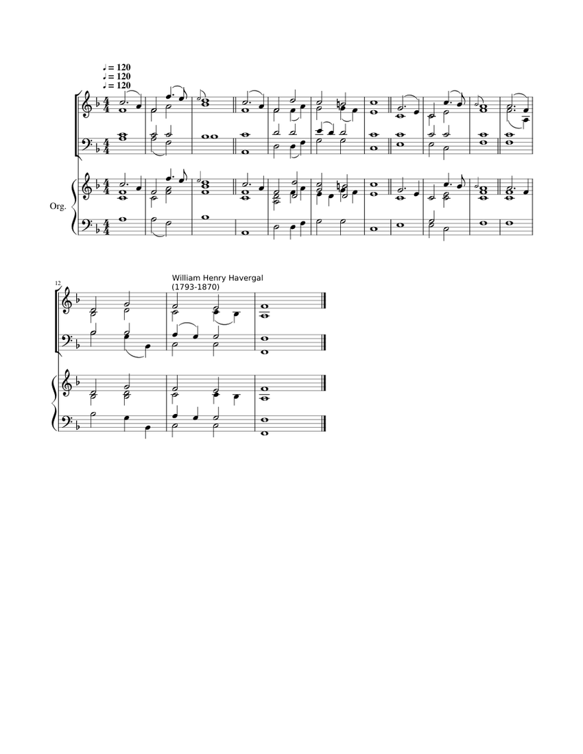 Double chant in F major V - William Henry Havergal Sheet music for ...