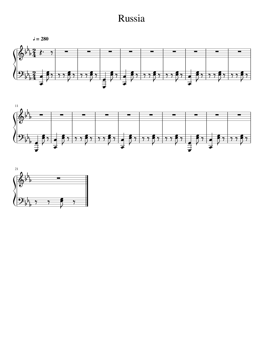 Russia Bass Sheet Music for Piano (Solo) easy | MuseScore.com