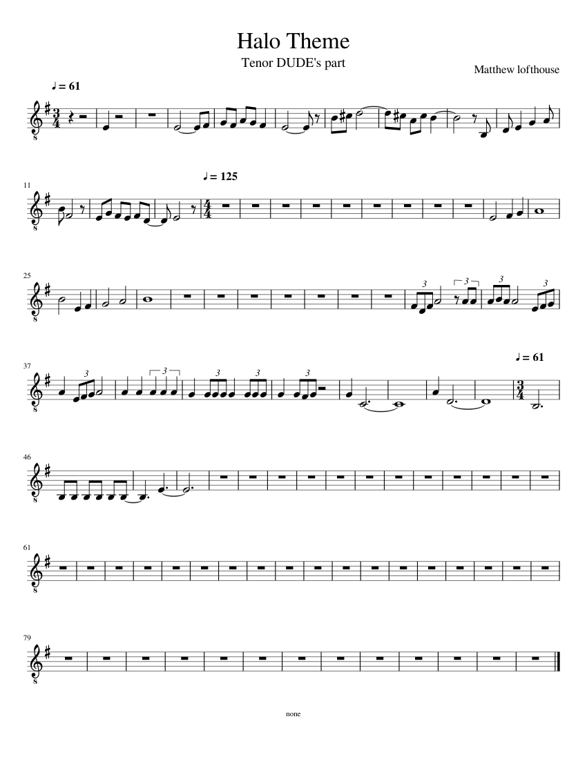 Halo Theme Sheet music for Tenor (Solo) | Musescore.com