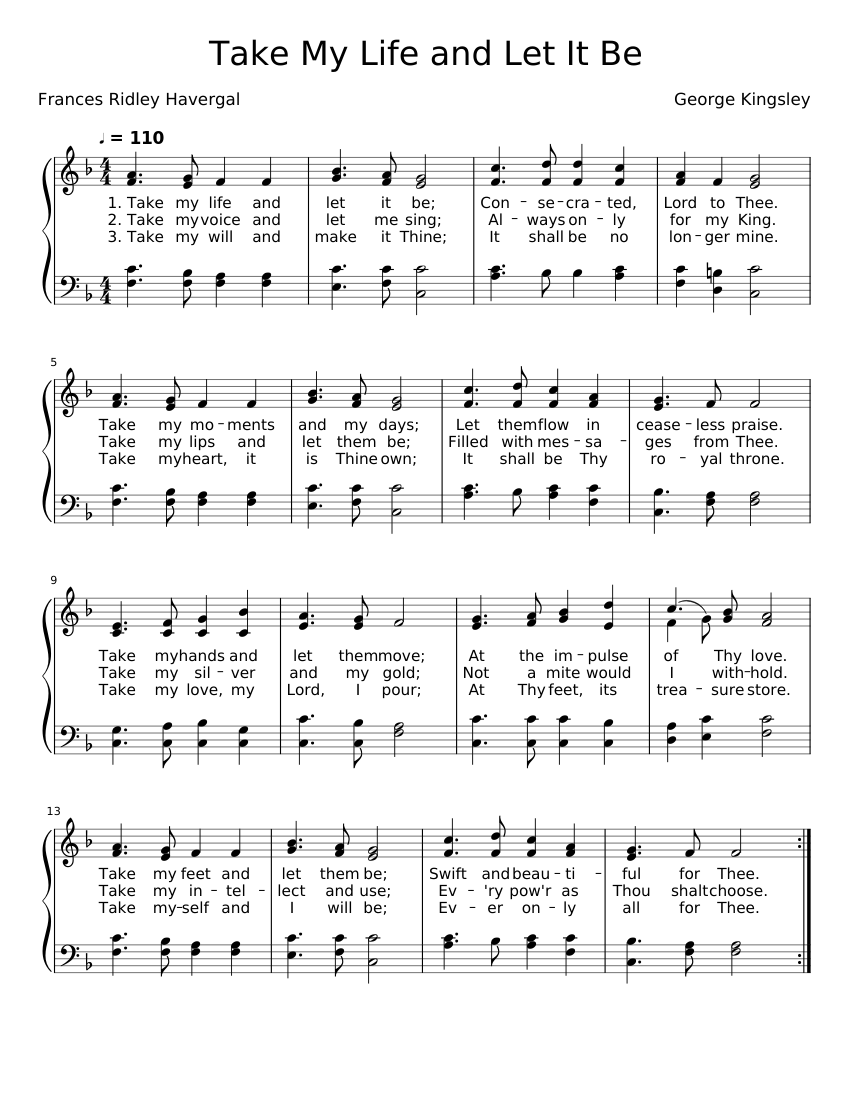 Take My Life and Let It Be - piano tutorial