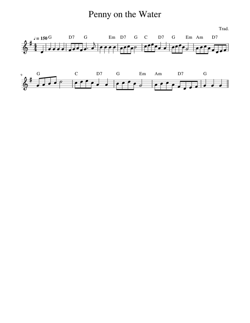Traditional music - Penny on the Water Sheet music for Piano (Solo ...