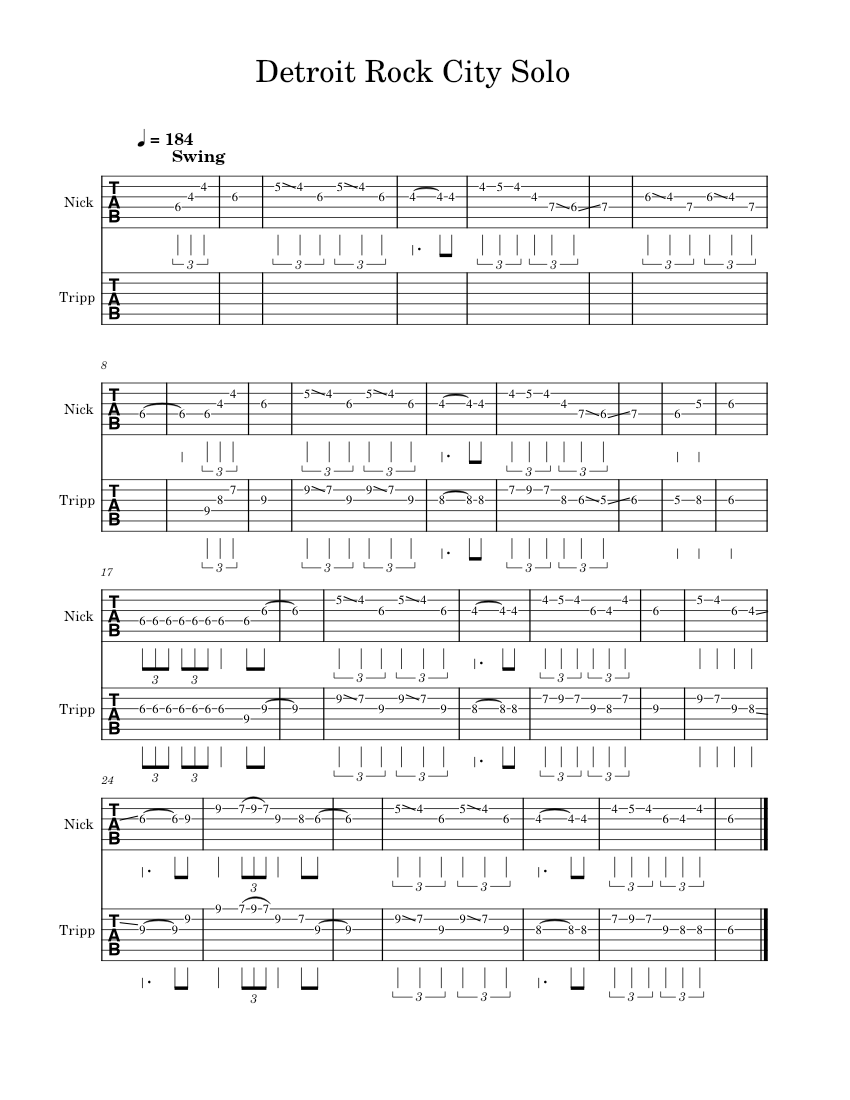 Detroit Rock City Solo Harmony Sheet music for Guitar (Mixed Duet ...