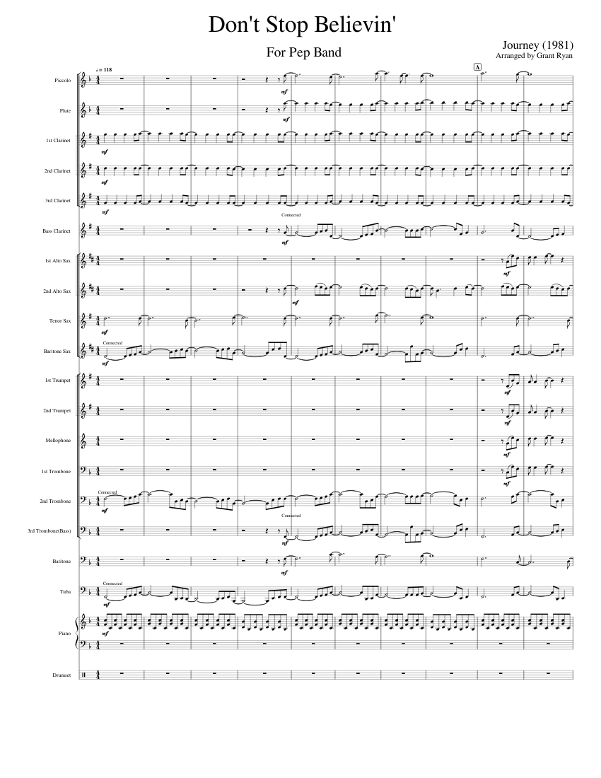 Don't Stop Believin' for Pep Band Sheet Music for Piano, Trombone, Tuba, Flute piccolo & more ...