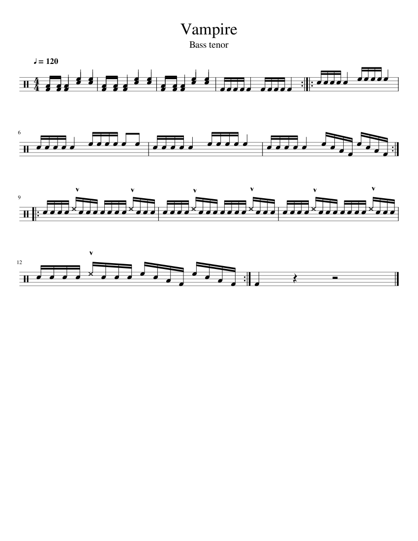 Vampire Sheet music for Tenor drum (Solo) | Musescore.com
