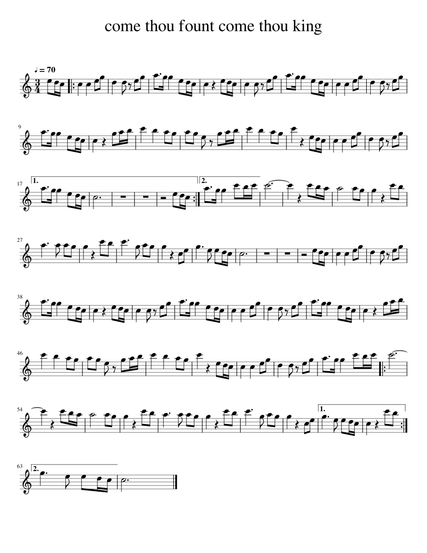 come thou fount come thou king Sheet music for Piano (Solo) Easy ...