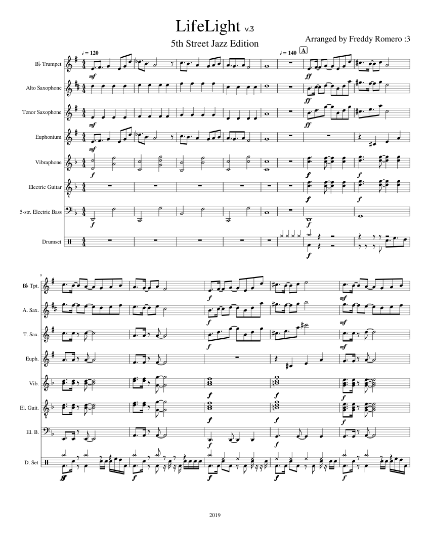 LifeLight 5th STREET JAZZ BAND v.3 Sheet music for Euphonium, Saxophone ...