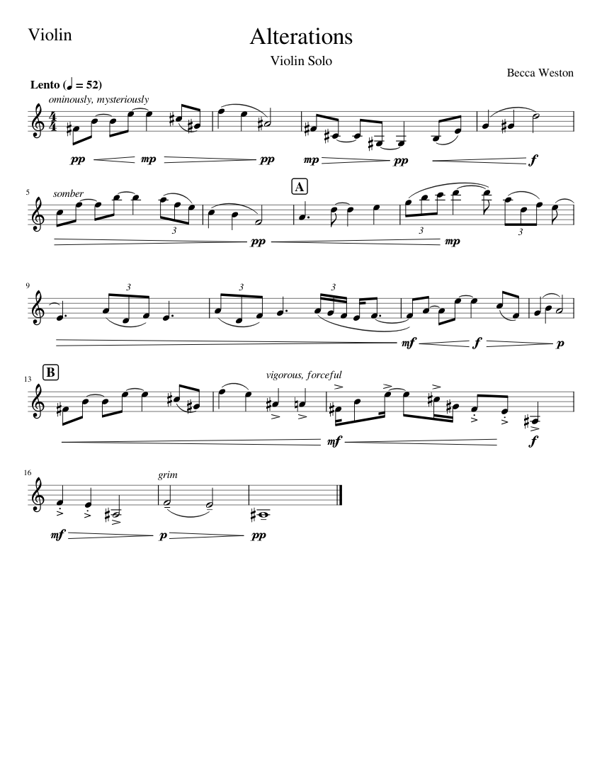 Alterations Sheet music for Violin (Solo) | Musescore.com