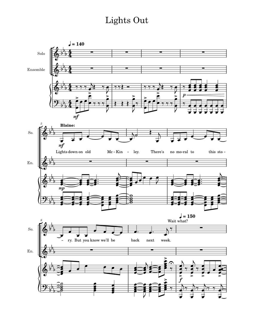Lights Out Sheet music for Piano, Vocals (Show Choir) | Musescore.com