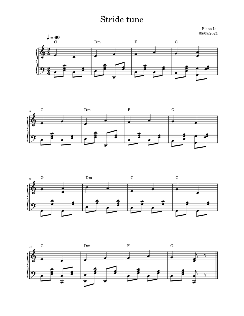 Stride tune Sheet music for Piano (Solo) | Musescore.com