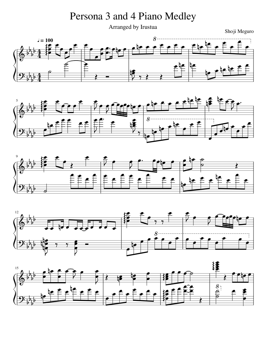 Persona 3 & Persona 4 Piano Medley Sheet music for Piano (Solo ...