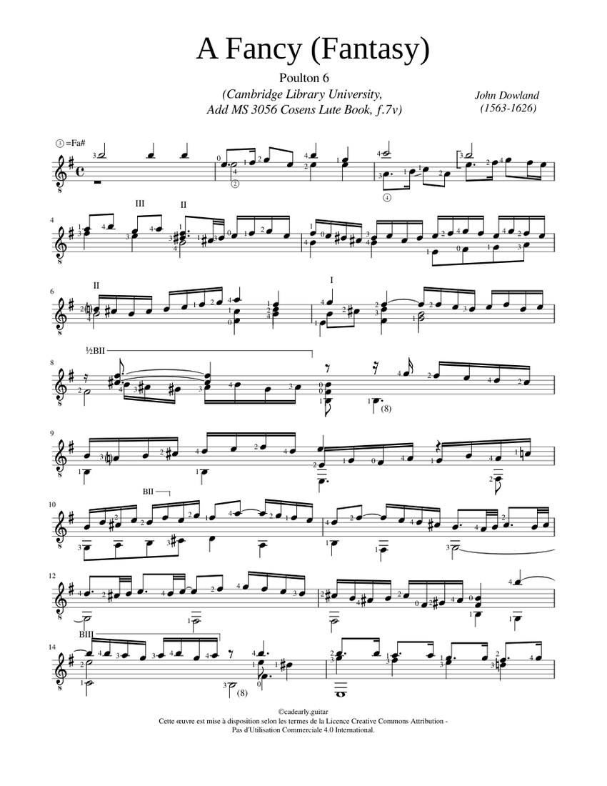 Dowland - A Fancy / P.6 Sheet Music for Guitar (Solo) | MuseScore.com