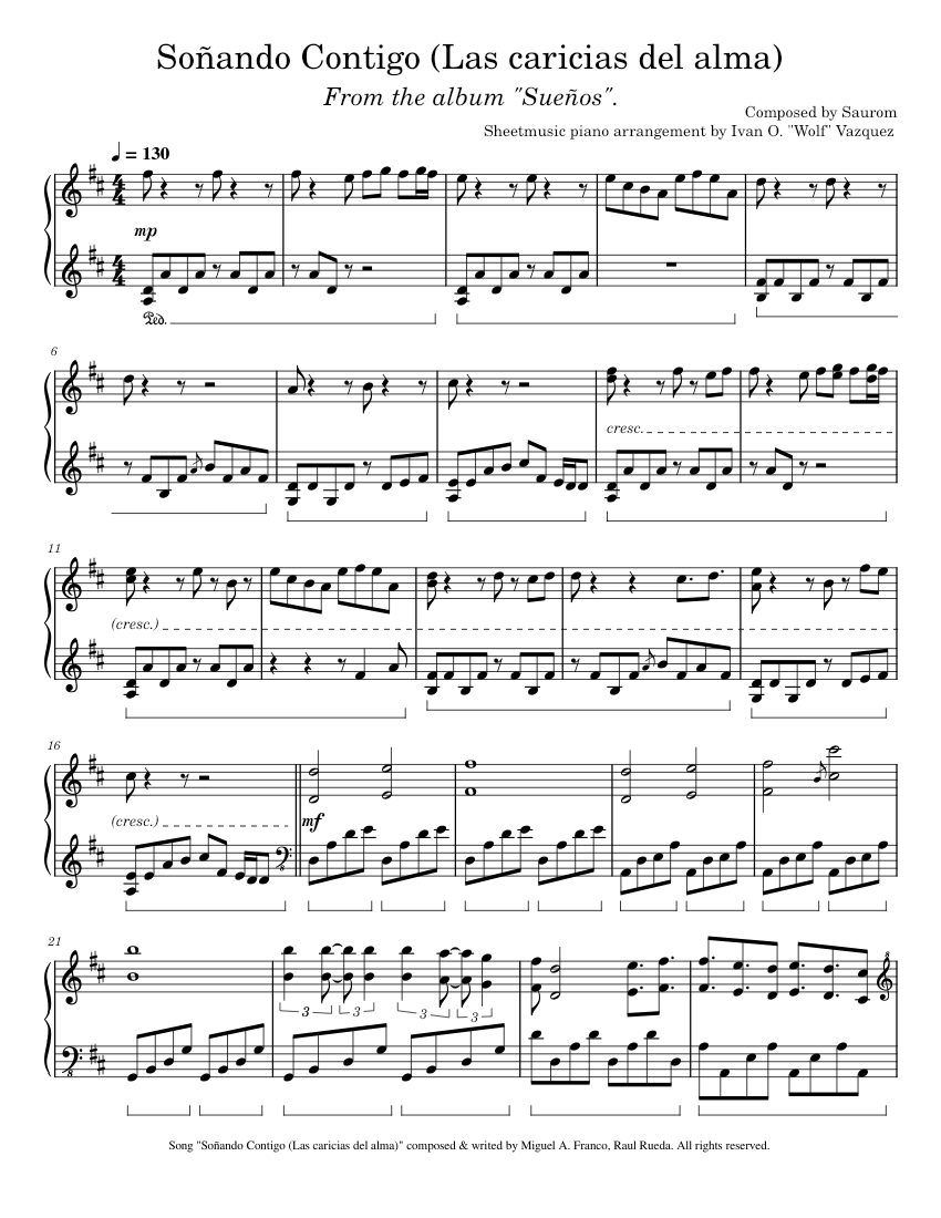 Soñando contigo – Saurom Sheet Music for Piano (Solo) | MuseScore.com
