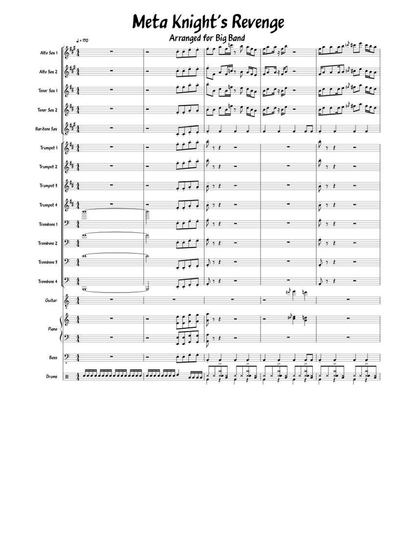 Meta Knight's Revenge FINISHED Sheet Music for Piano, Trombone ...