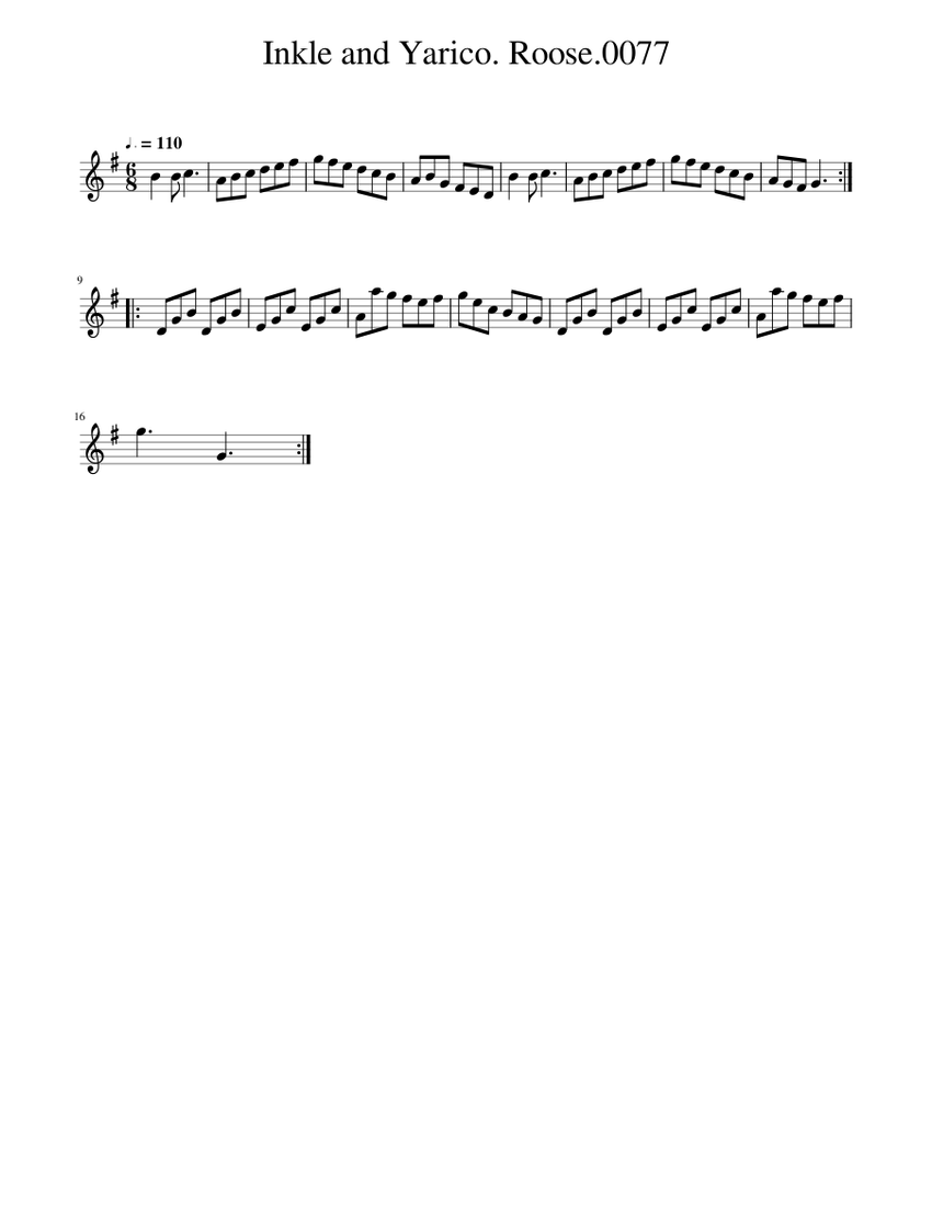 Inkle and Yarico. Roose.0077 Sheet music for Piano (Solo) | Musescore.com