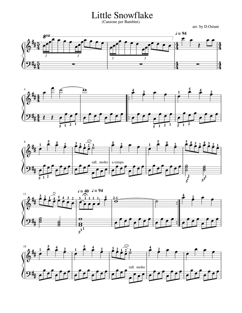Little Snowflake Sheet Music for Piano (Solo) Easy | MuseScore.com