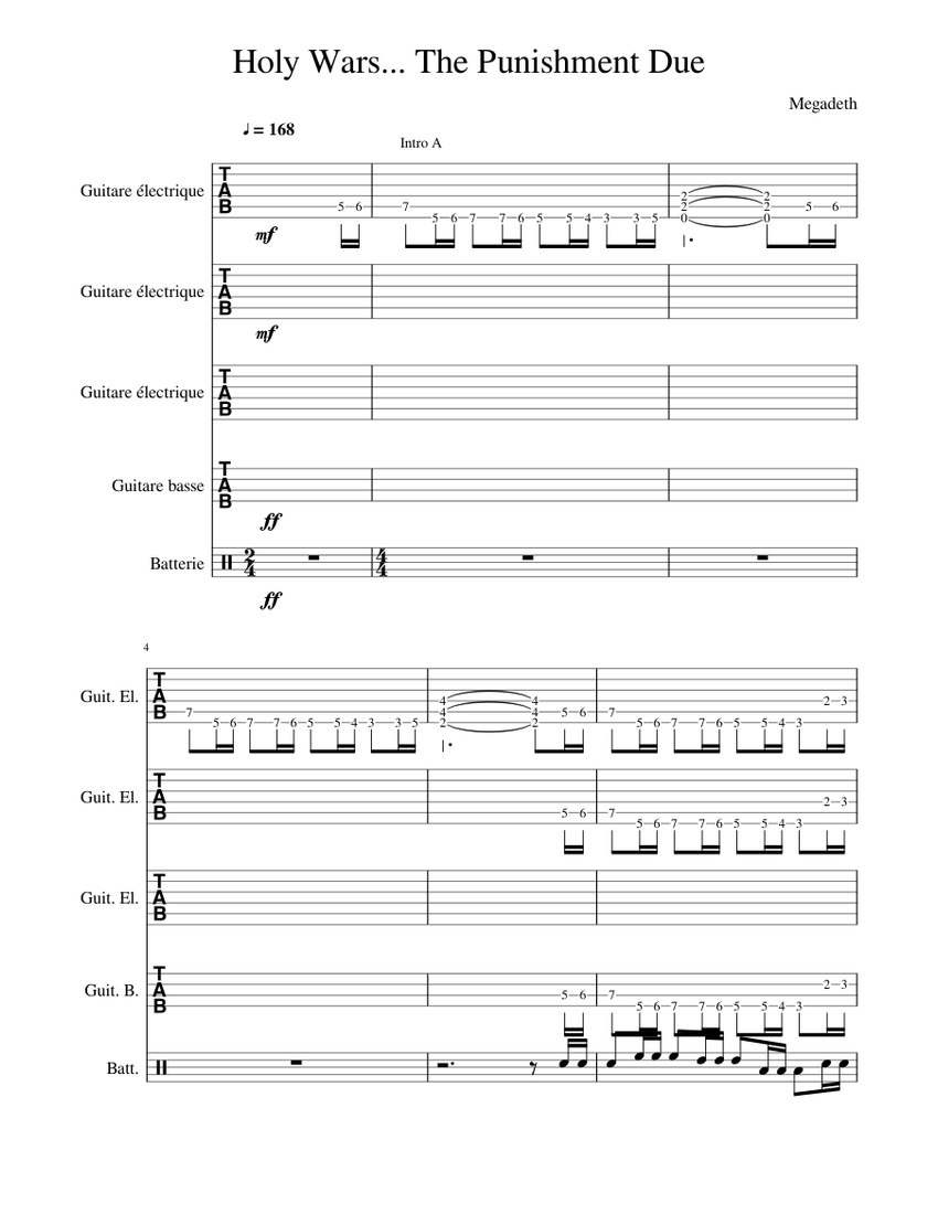 Megadeth - Holy Wars...The Punishment Due Sheet Music and Tab for ...