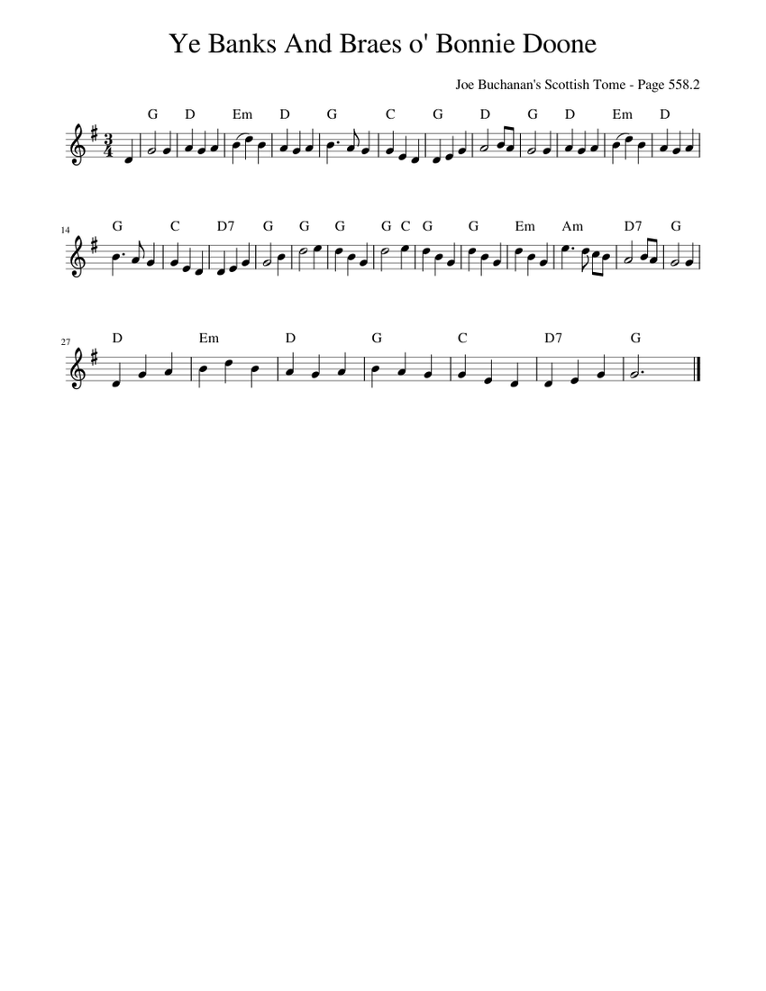 Ye Banks And Braes o' Bonnie Doone Sheet music for Piano (Solo) Easy ...