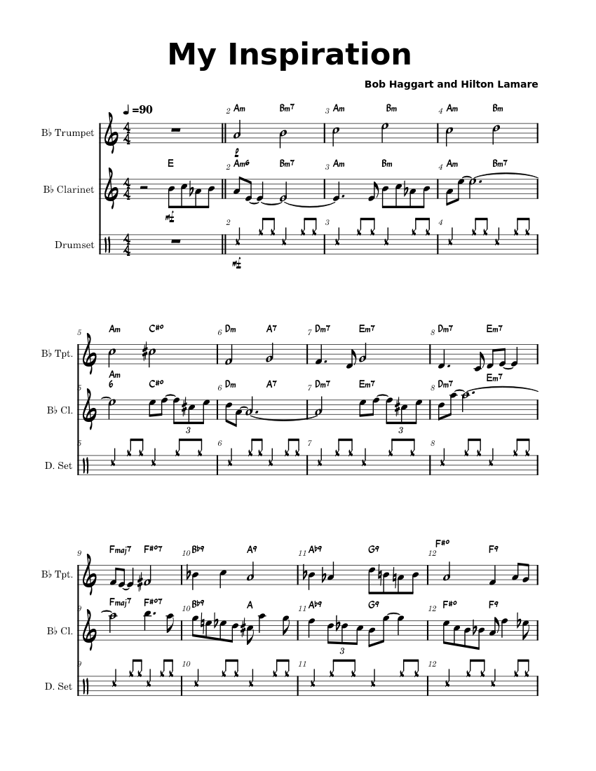 My Inspiration – Bob Haggart, Hilton Lamare Sheet Music for Clarinet in b-flat, Trumpet in b ...