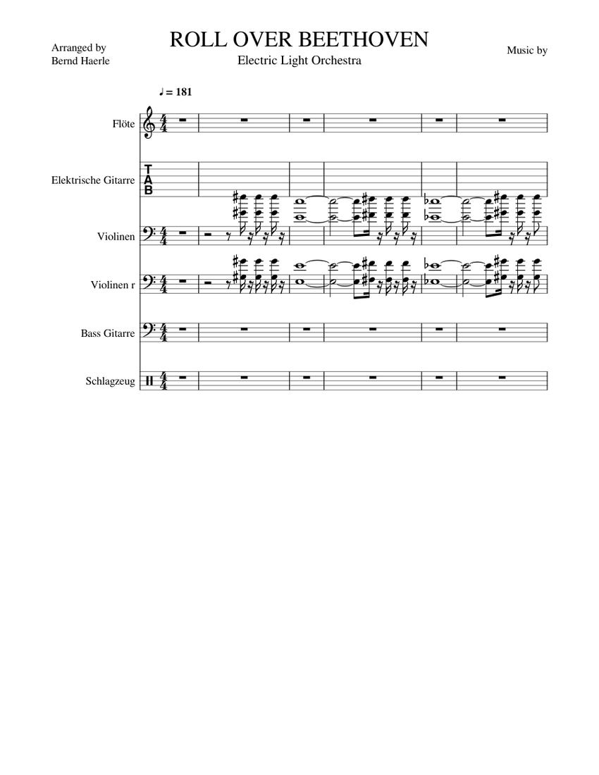 Roll over beethoven - Chuck Berry Sheet Music and Tab for Flute, Guitar ...