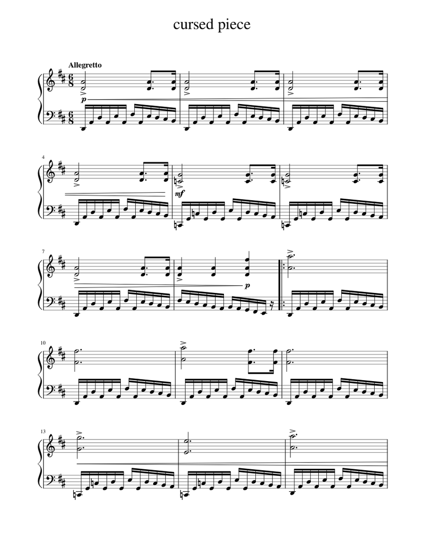 cursed song Sheet Music for Piano (Solo) Easy | MuseScore.com