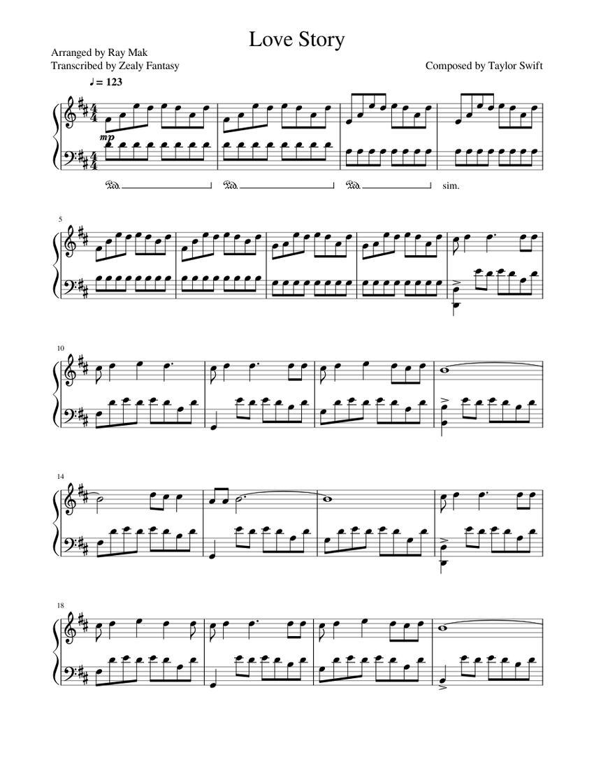 Love Story - Taylor Swift Sheet Music for Piano (Solo) | MuseScore.com