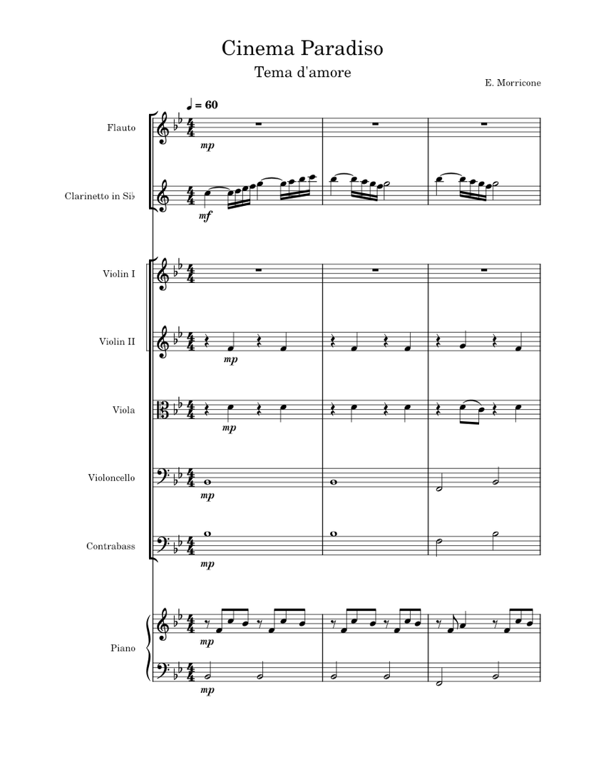 Cinema Paradiso – Ennio Morricone Sheet music for Piano, Flute ...