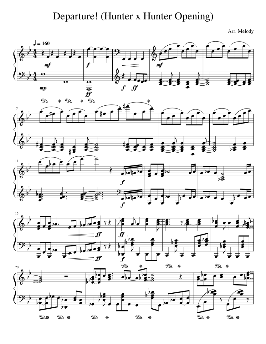 Departure! (Hunter x Hunter Opening) For Piano Sheet Music for Piano ...