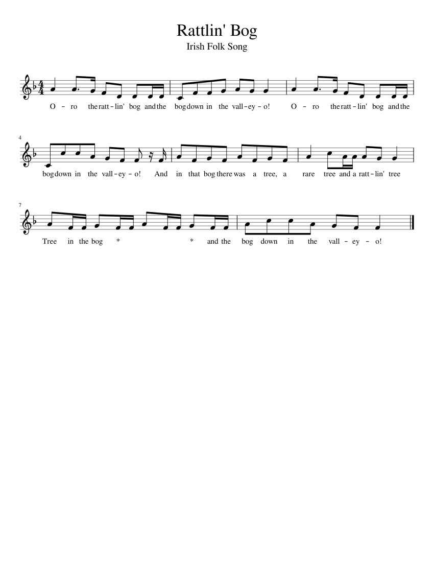 Rattlin' Bog Sheet Music for Piano (Solo) Easy | MuseScore.com