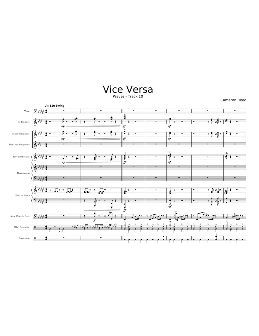 10. vice versa (feat. Ryan Jacobs) Sheet music for Piano, Vocals, Harmonium, Saxophone tenor ...