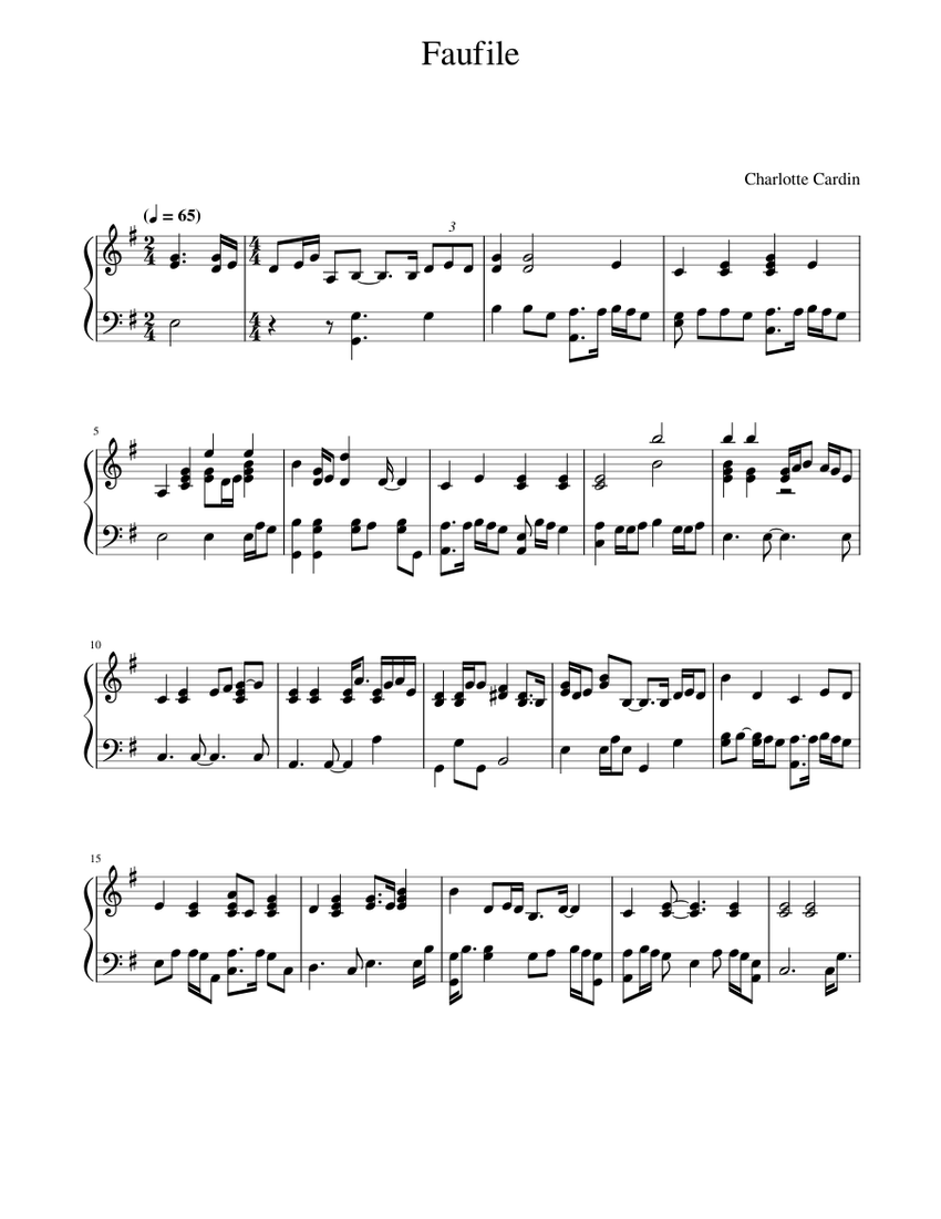 Faufile – Charlotte Cardin Sheet music for Piano (Solo) | Musescore.com