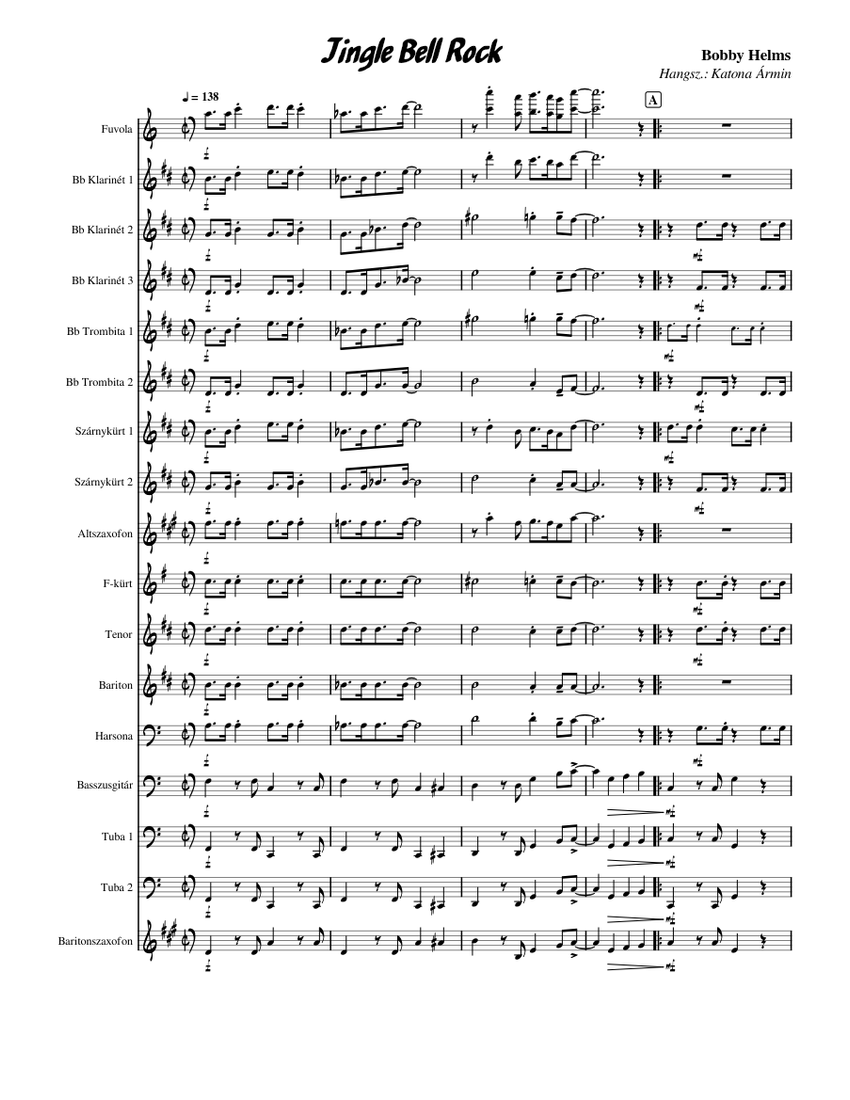 Jingle Bell Rock Sheet music for Trombone, Tuba, Flute, Clarinet in b ...