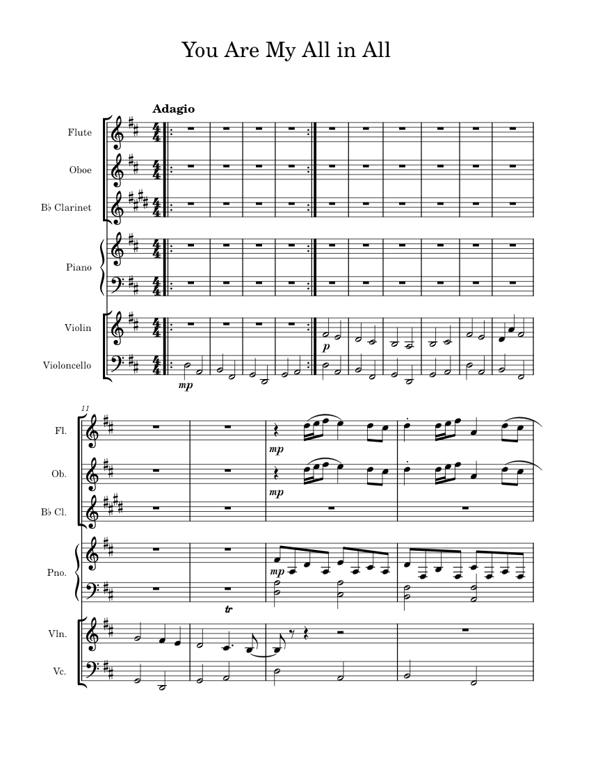 You Are My All in All Sheet music for Piano, Flute, Oboe, Clarinet in b-flat & more instruments ...