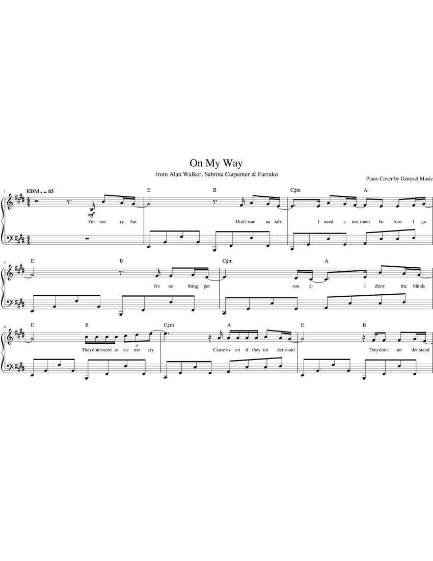 On My Way Sheet music for Piano (Solo) | Musescore.com