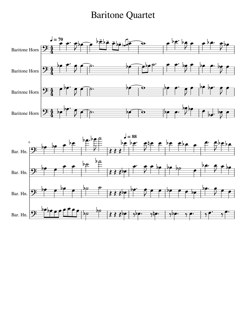 Baritone Quartet Sheet music for Baritone horn (Mixed Quartet ...