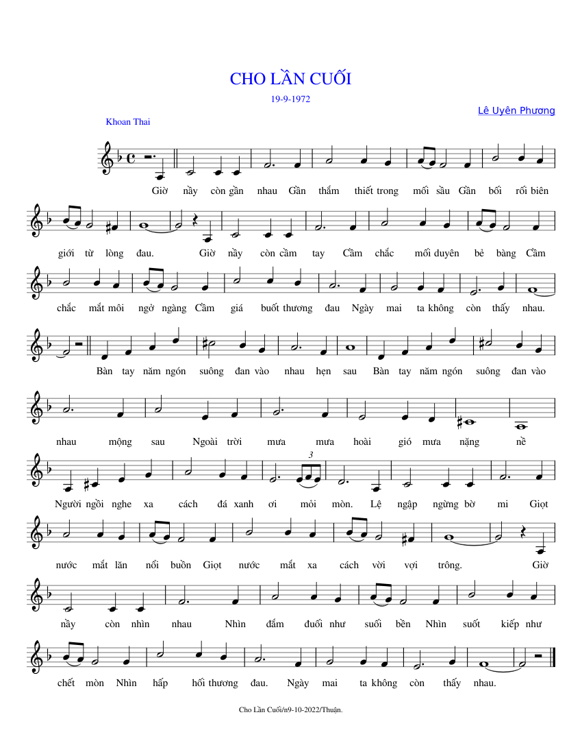 CHO_LẦN_CUỐI Sheet music for Piano (Solo) | Musescore.com
